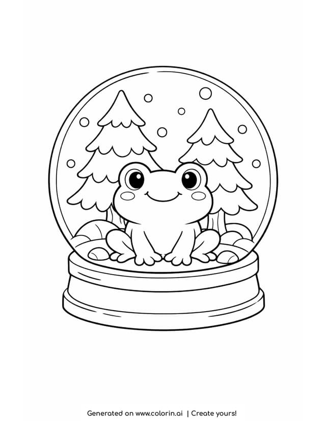 Frog Inside Snow Globe Coloring Page | Colorin AI