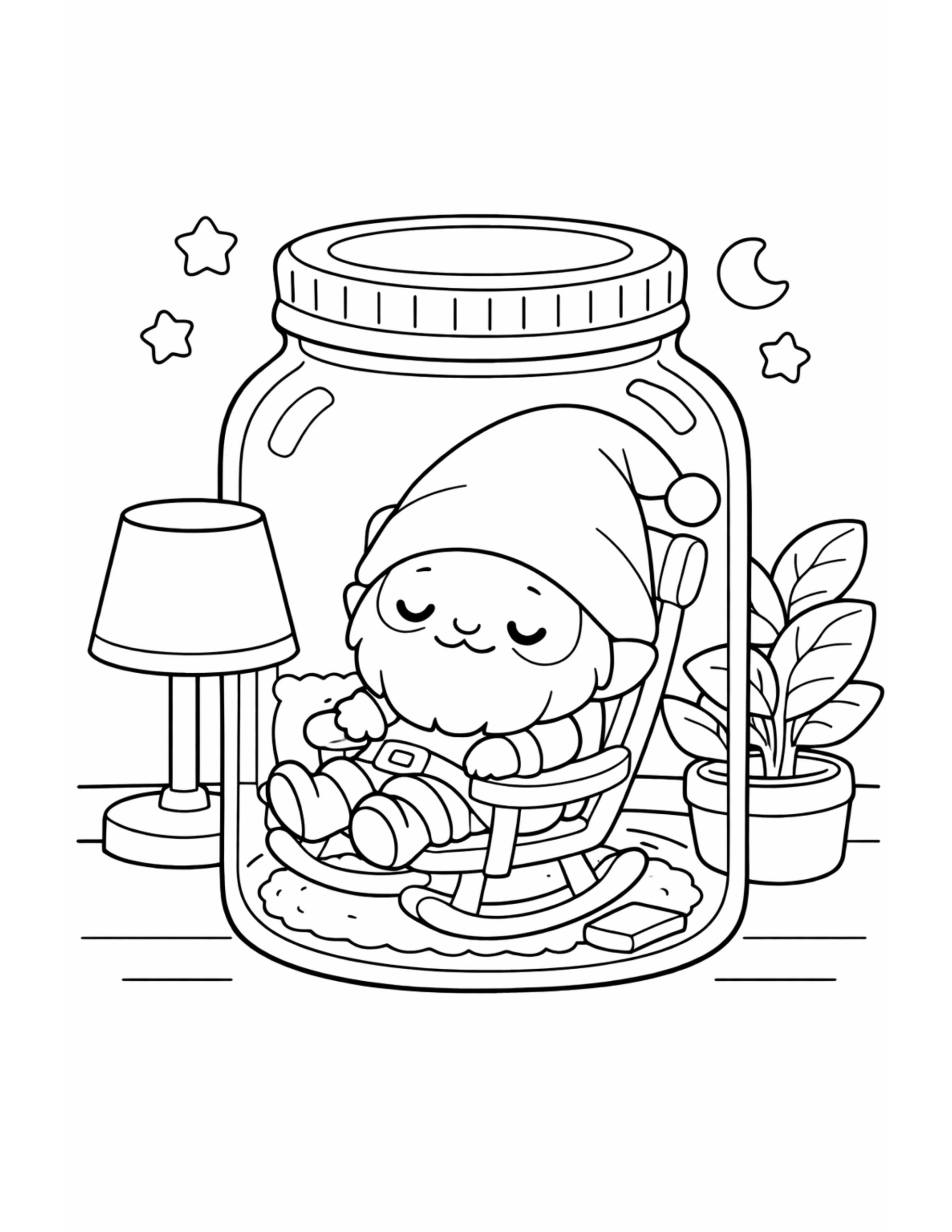 Sleepy Gnome in a Jar | Colorin AI