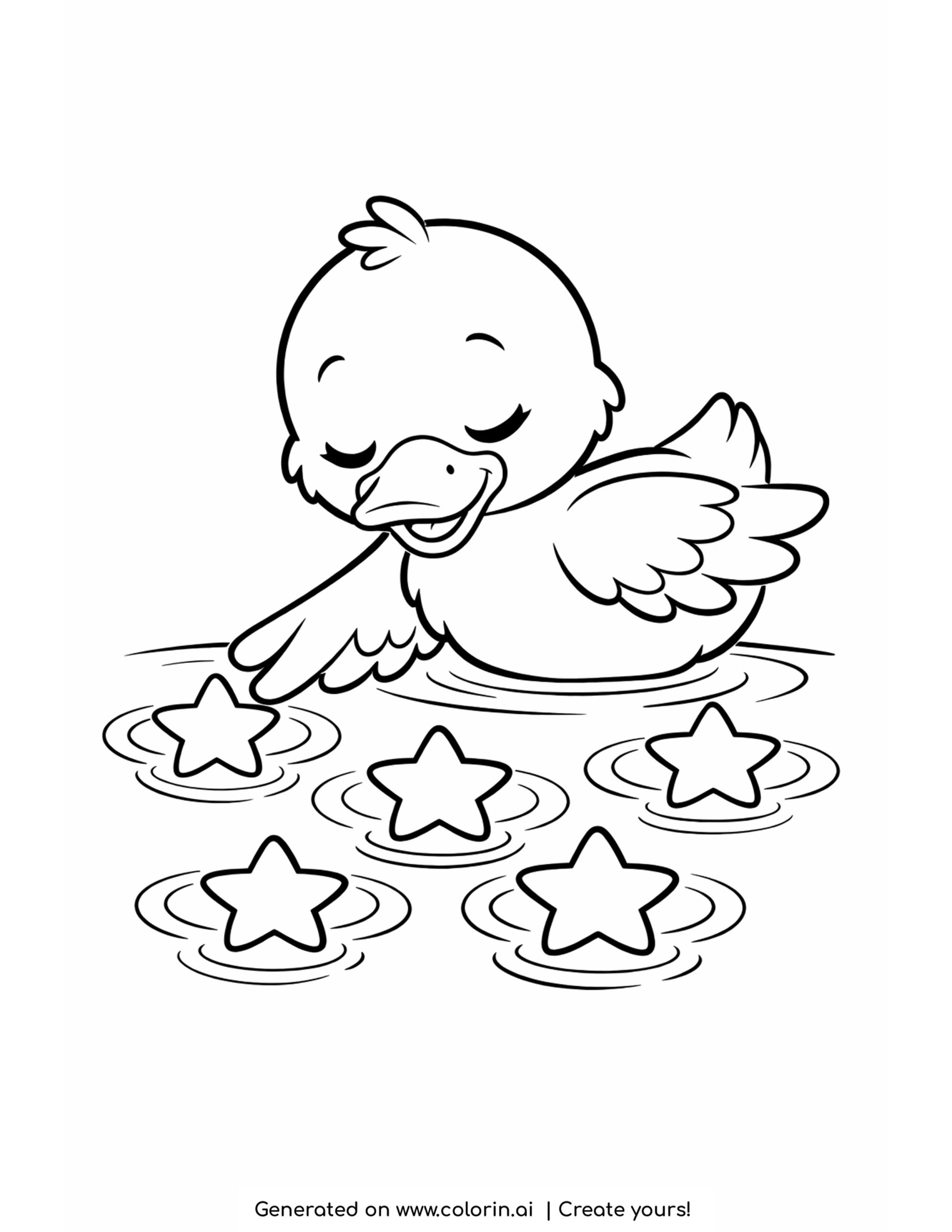 Duck Reaching for Stars Coloring Page | Colorin AI